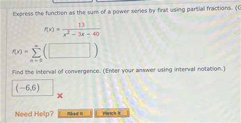 Solved Express the function as the sum of a power series by | Chegg.com