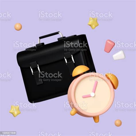학교 가방과 알람 시계가 분리되어 있습니다 학교로 돌아 가기 교육 훈련 학습 개념 요소 아이콘입니다 3d 렌더링 그림 0명에
