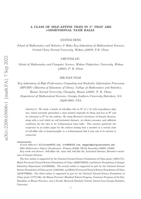 Pdf A Class Of Self Affine Tiles In Mathbb R D That Are D