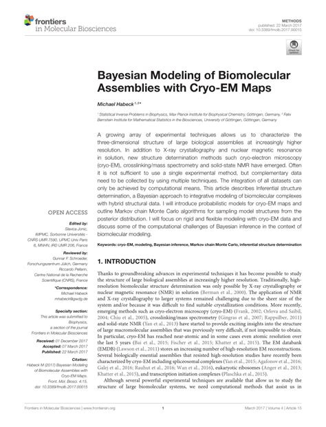 Pdf Bayesian Modeling Of Biomolecular Assemblies With Cryo Em Maps