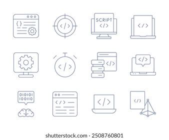 Programming Icons Thin Line Style Editable Stock Vector Royalty Free