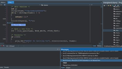 Bcc32 Error Z Filec533 E2140 Declaration Is Not Allowed Here
