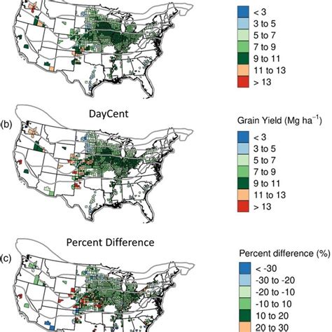 Spatial Distribution Of Average Corn Yield Estimates From 1994 To 2007 Download Scientific