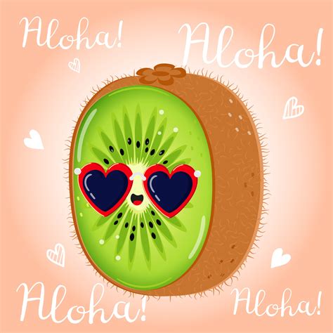 Cute Funny Kiwi Fruit Character Vector Hand Drawn Cartoon Kawaii Character Illustration Icon