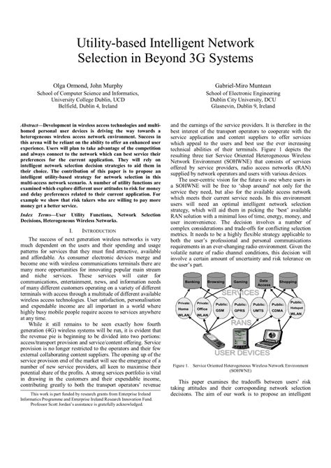 Pdf Utility Based Intelligent Network Selection In Beyond 3g Systems