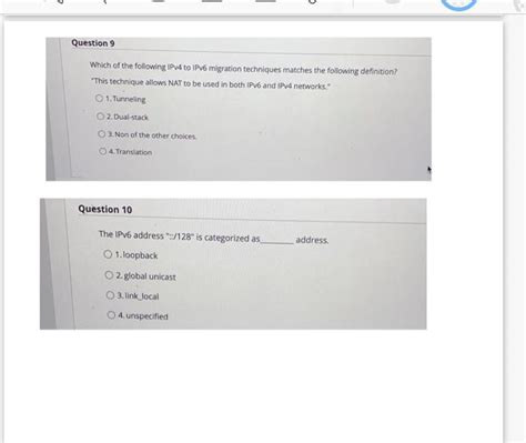 Solved Which Of The Following IPv To IPv Migration Chegg