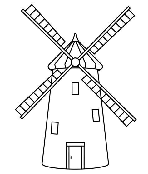 Windmill Coloring Pages Coloringlib