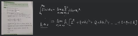 Illustration B 1evaluate The Following Definite Integrals As Limit Of Su