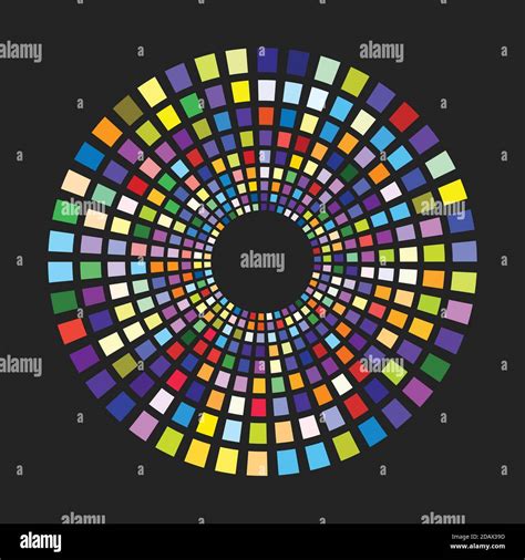 Concentric Dashed Circles Rectangular Geometric Shapes With Different Colors On The Round Path