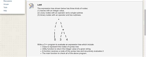 Solved Lab The Expression Tree Shown Below Has Three Kinds Chegg