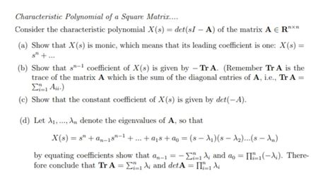 solved characteristic polynomial of a square matrir