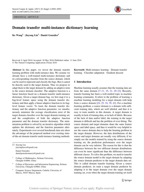 Domain Transfer Multi Instance Dictionary Learning