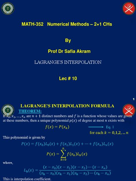 Lec 10 Lagranges Interpolation Pdf Pdf Numerical Analysis