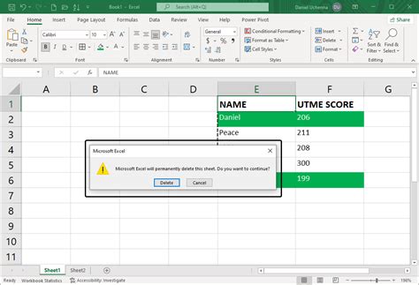 Delete Worksheet