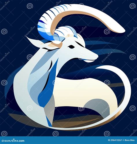 Illustration Of A Ram Head With Horns On A Dark Blue Background Generative Ai Stock Vector