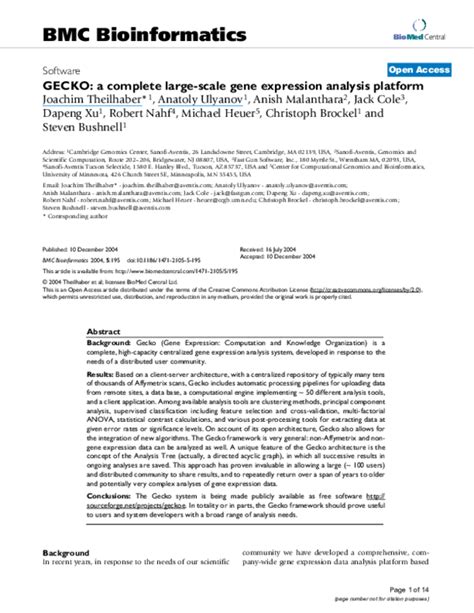 pdf gecko a complete large scale gene expression analysis platform
