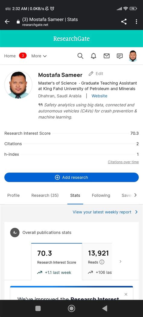 Mostafa Sameer On Linkedin Researchimpact Stats Collaboration