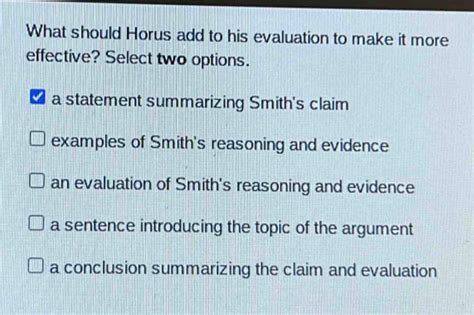 Solved What Should Horus Add To His Evaluation To Make It More