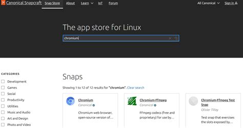 Linux Ubuntu installer à partir du Snap Store
