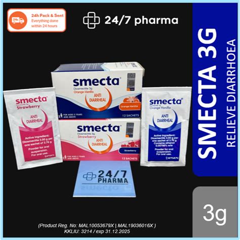 Smecta Diosmectite Strawberry Orange Vanilla Sachet Flavour Powder Oral Suspension 3g Diarrhoea