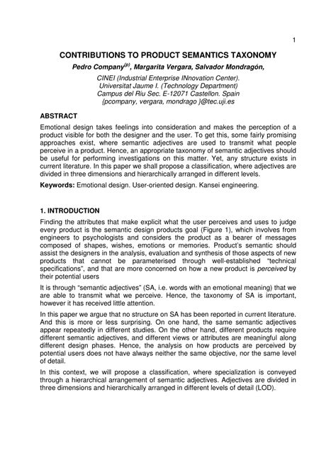 Pdf Contributions To Product Semantics Taxonomy