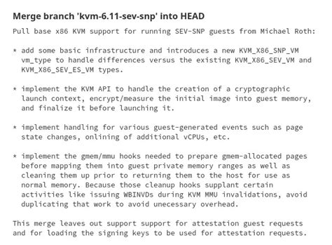 linux 6 11 将合并对运行 amd sev snp kvm 客户机的支持 linuxeden开源社区