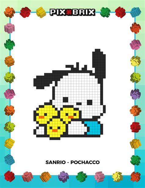 Sanrio Pochacco Pix Brix Pixel Art Template Cross Stitch Art Pixel Art Pixel Art Templates