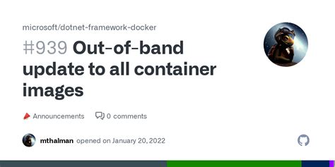 Out Of Band Update To All Container Images · Microsoft Dotnet Framework