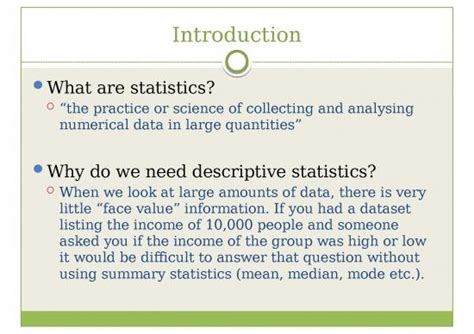 Descriptive Statistics Ppt Lecture Core Statistics Mean Median Mode Distribution