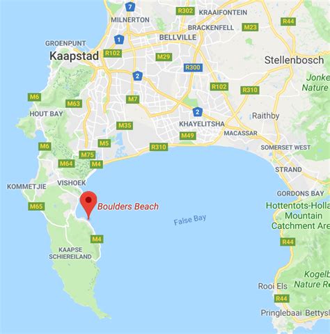 Boulders Beach Kaart Overzicht Ga Afrika