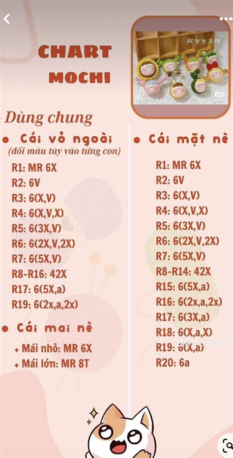 Chia sẻ chart móc len Chart Mochi Hoa Hướng Dương Mochi Ếch Mochi Cà Rốt Mochi Sương Rồng