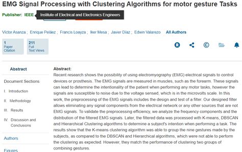 emg signal processing with clustering algorithms for motor gesture tasks