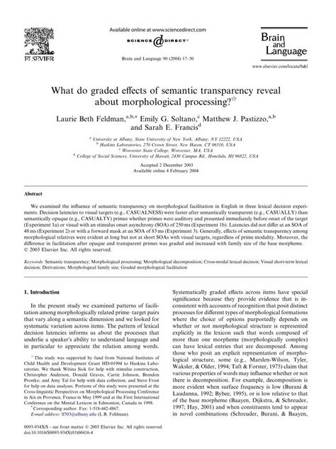 Pdf What Do Graded Effects Of Semantic Transparency Reveal About