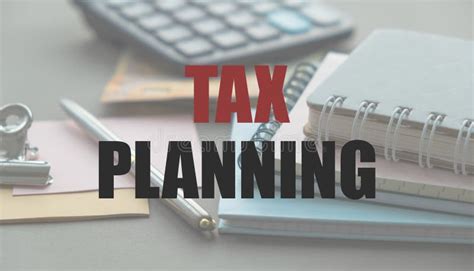 Tax Planning Text Layout With A Calculator Passbook Tax Form Stock