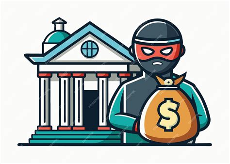 A Masked Robber Holding A Money Bag Near A Bank In An Urban Setting