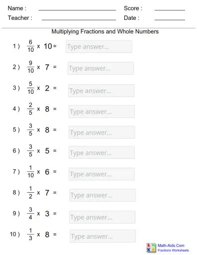 Multiply Fractions By Whole S Interactive Worksheet Edform