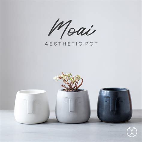 Jual Concreate Pot Kaktus Moai 10 Cm Pot Bunga Vas Dekorasi Meja