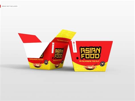 아시아 음식 배달 종이 상자 모형 무료 Psd 파일