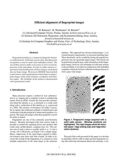 Pdf Efficient Alignment Of Fingerprint Images