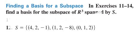 solved finding a basis for a subspace in exercises 11 14