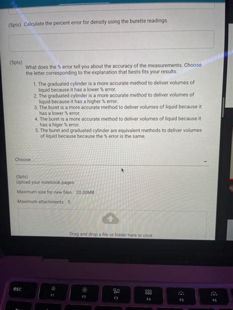 Solved Pts Calculate The Percent Error For Density Using Chegg