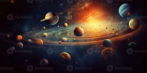Ai Generated Ai Generative Solar System Universe Galaxy Space Planets