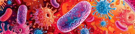 Pattern Of Colorful Various Types Of Bacteria Microbe Pathogen Cells