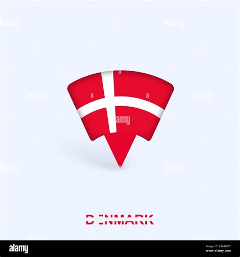 Denmark Flag Map Pointer Design With Shadow Vector Illustrator Stock
