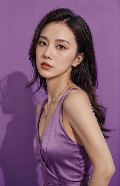 Premium Photo A Woman In A Purple Dress Posing For A Photo