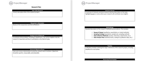 Research Plan Template For Word Free Download