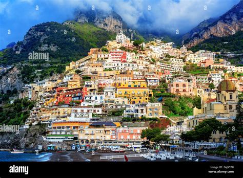 Positano A Village On A Cliff On Amalfi Coast Sorrento Italy