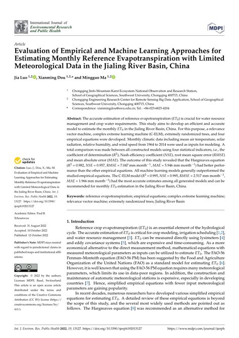 Pdf Evaluation Of Empirical And Machine Learning Approaches For