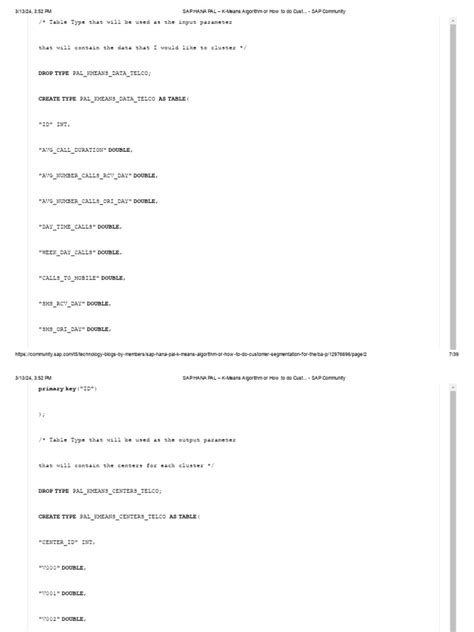 Sap Hana Pal K Means Algorithm Or How To Do Cust Sap Community 2 Pdf Parameter