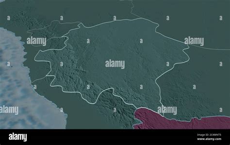 Zoom In On Asir Region Of Saudi Arabia Outlined Oblique Perspective